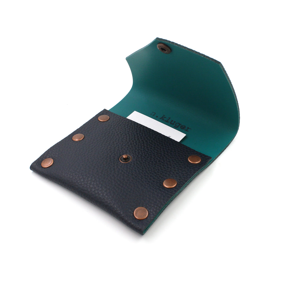 Navy & Turquoise Leather Business Card Case – N.Kluger Designs